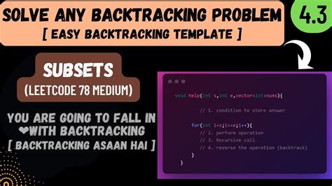 4 3 subsets leetcode 78 backtracking using one template series c codingsamurais youtube