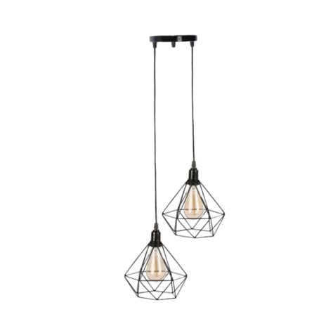 Pendente Luminaria Teto Diamante Preto Industrial Aramado Desconto No