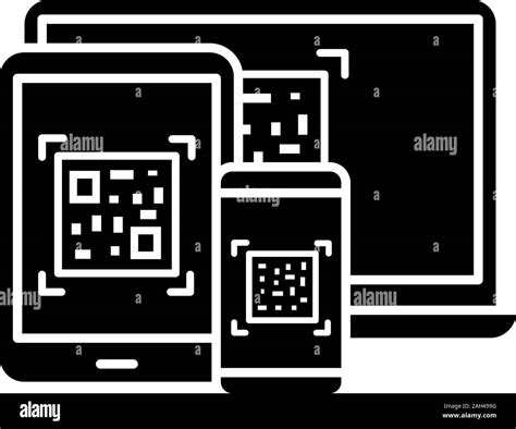 QR Codes On Different Devices Glyph Icon Matrix Barcodes Generator 2D