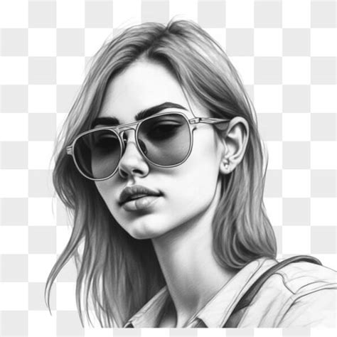 Descarga Dibujo En Blanco Y Negro De Mujer Con Gafas De Sol Sketches En