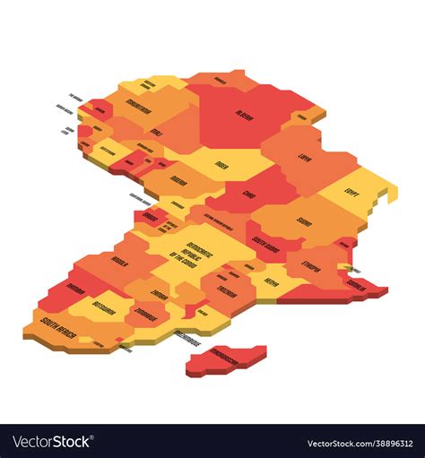 Isometric Political Map Africa Royalty Free Vector Image