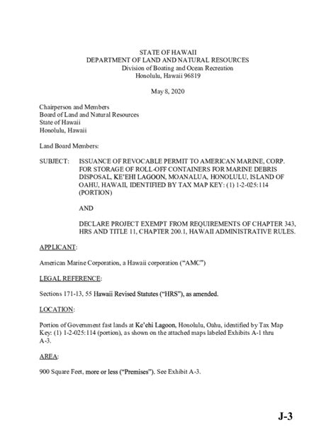 Fillable Online 5 8J 3Issuance Of Revocable Permit To American Marine