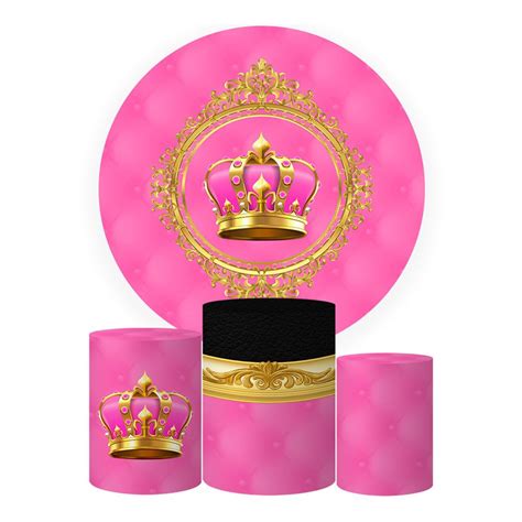 Trio Capa Cilindro Painel Tema Realeza Rosa Veste Fácil ESTAMPARIA NET