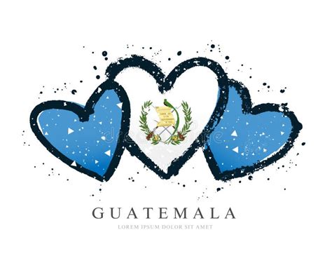 Guatemalan Flag In The Form Of Three Hearts Vector Illustration Stock