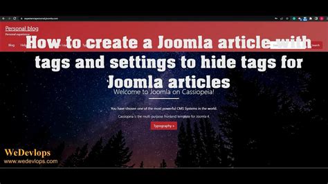 How To Create A Joomla Article With Tags And Settings To Hide Tags For