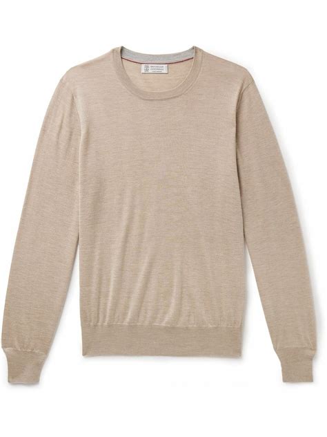 Brunello Cucinelli Cashmere And Silk Blend Sweater Neutrals