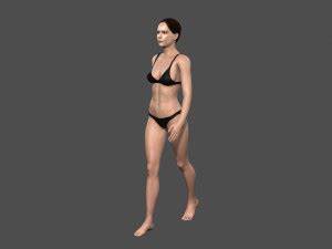 Beautiful Naked Woman Rigged 3d Game Character Low Poly 3D Model In