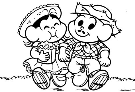 Desenhos para colorir Festa Junina da Turma da Mônica