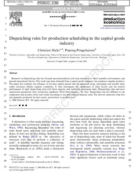 pdf dispatching rules for production scheduling in the capital goods industry pupong