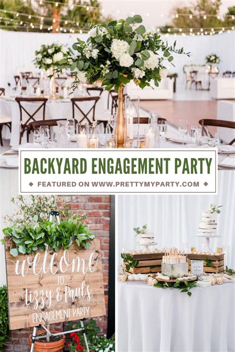 Elegant White Backyard Engagement Party Pretty My Party