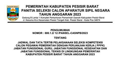 JADWAL DAN TATA TERTIB PELAKSANAAN SELEKSI KOMPETENSI CALON PPPK