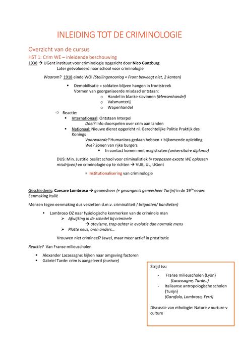 Inleiding Tot De Criminologie Samenvatting INLEIDING TOT DE