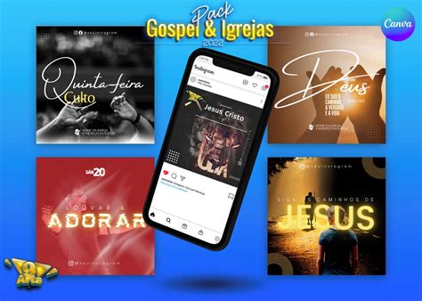 Pack Gospel e Igrejas Artes Editáveis Mídia Social Bônus