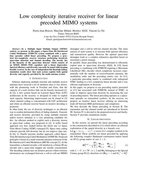 pdf low complexity iterative receiver for linear precoded mimo systems