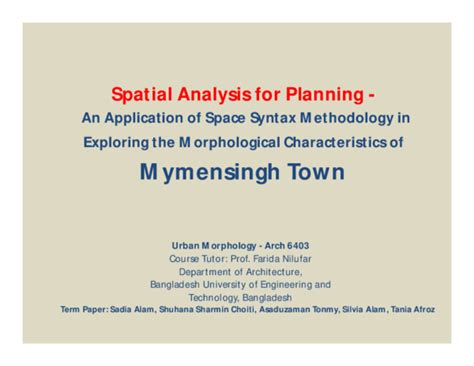pdf spatial analysis for planning an application of space syntax methodology in exploring