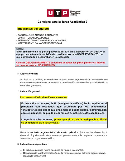 Tarea Académica 2 Comprensión Y RED Consigna para la Tarea