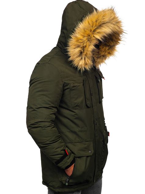 Khaki kurtka męska zimowa parka Denley 5M791