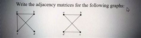 solved write the adjacency matrices for the following graphs
