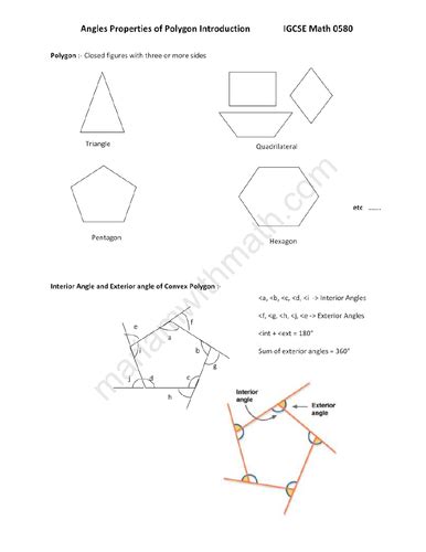 regular and irregular polygon igcse mathematics 0580 past papers worksheet teaching resources