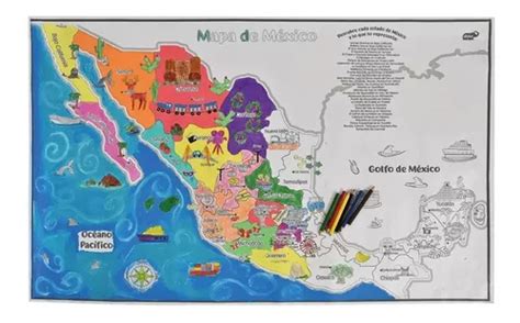Lamina Educativa M Xico Diako Colorea Estados Fauna Flora