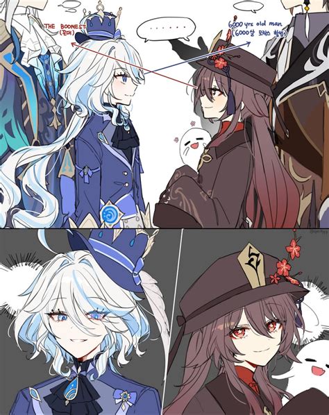 Hu Tao Zhongli Furina Boo Tao And Neuvillette Genshin Impact