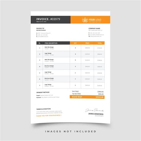Plantilla De Factura Editable Vector Premium