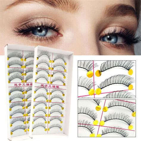Pairs Natural Long Cross False Eyelashes Makeup Fake Thick Black Eye