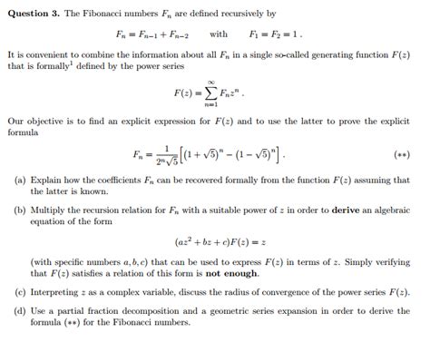 solved question 3 the fibonacci numbers fn are defined
