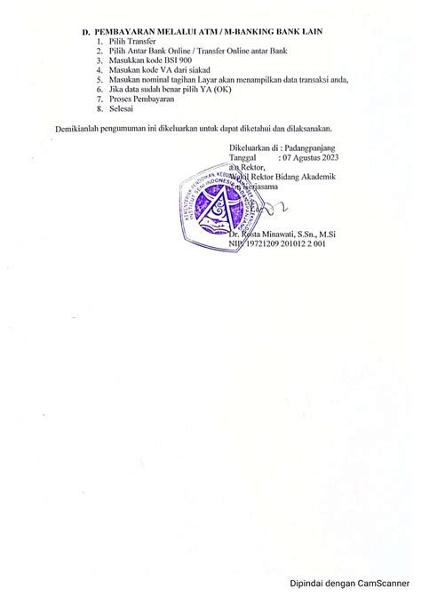 Pengumuman Perpanjangan Waktu Pembayaran Uang Kuliah Tunggal Ukt