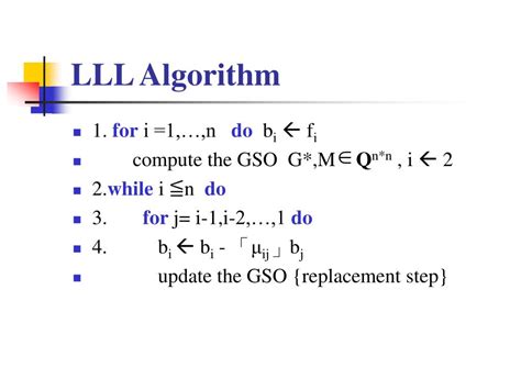 ppt a more efficient algorithm for lattice basis reduction powerpoint presentation id 4201018