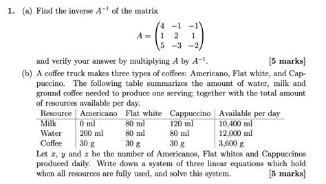 solved 1 a find the inverse a 1 of the matrix 4 1 a
