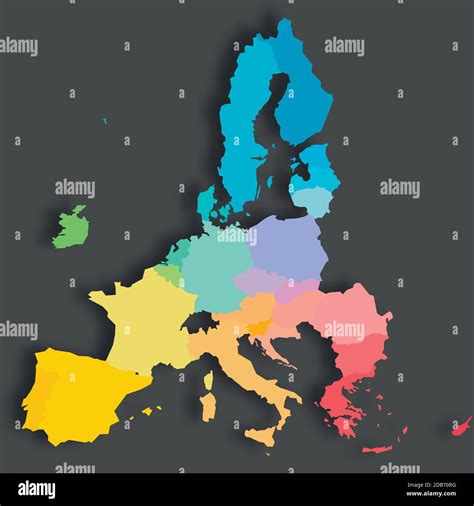 Colorful Blank Vector Map Of EU European Union Member States After