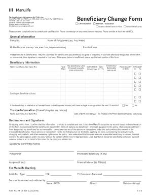 Fillable Online Beneficiary Change Form Fax Email Print Pdffiller