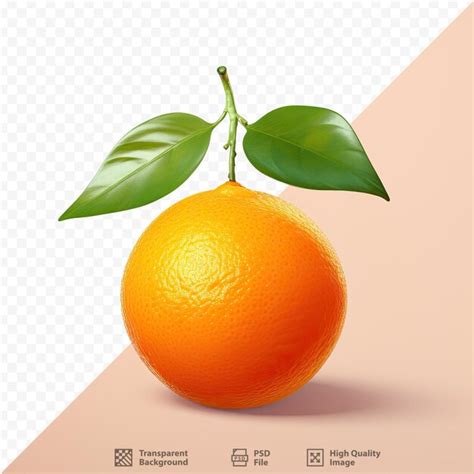 Premium PSD An Orange With A Green Leaf On It