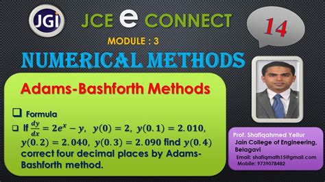 14 adams bashforth methods formula problem 1 if y 2e x y find y 0 4 by