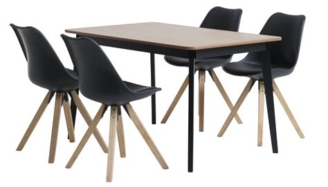 JEGIND L130 Tisch Eiche schwarz 4 BLOKHUS Stühle schwarz JYSK