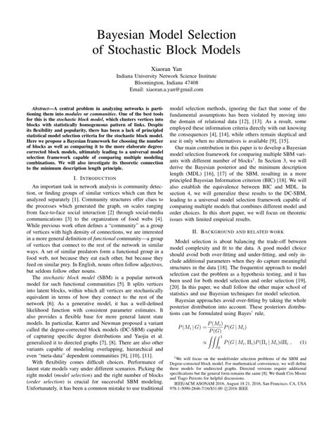 pdf bayesian model selection of stochastic block models
