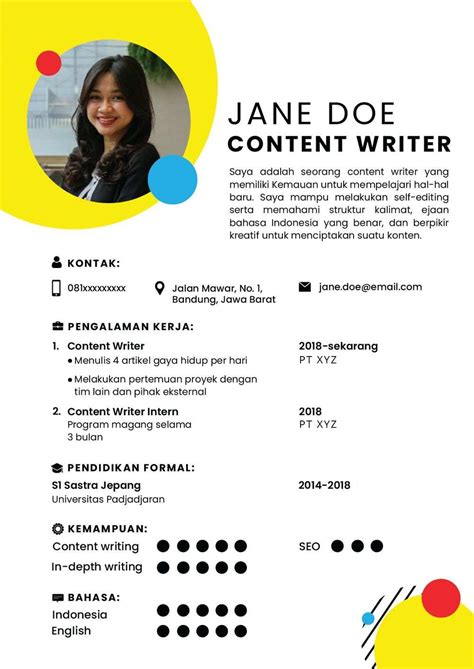 Contoh CV Bahasa Indonesia Plus 3 Template Gratis Dari Glints