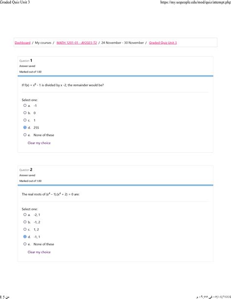 graded quiz unit 3 math question 1 answer saved marked out of 1 question 2 answer saved