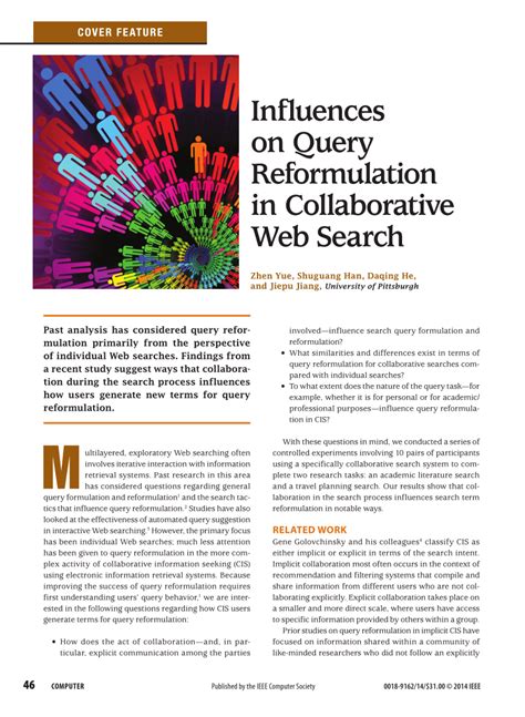 pdf influences on query reformulation in collaborative web search