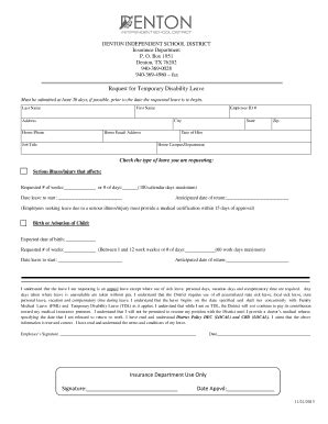 Fillable Online Dentonisd FORM TDL Packet Denton Independent School