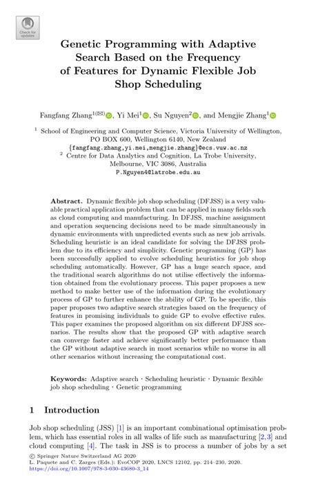 pdf genetic programming with adaptive search based on the frequency of features for dynamic