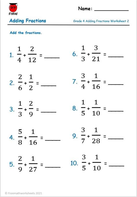 printable addition fractions worksheets with answers printerfriendly free fraction worksheets