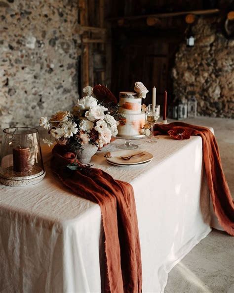 Terracotta Table Runner Cheesecloth Table Runner Copper Wedding Decor