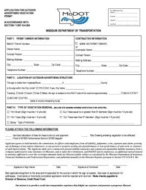 Fillable Online Modot Application For Outdoor Advertising Missouri