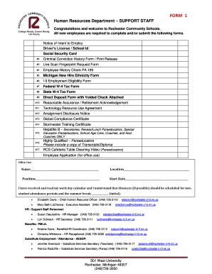 Fillable Online Media Rochester K12 Mi FORM 1 Human Resources