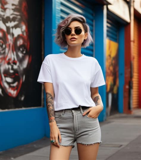 Premium AI Image Boho Woman Bella Canvas 3001 Mockup White Tshirt