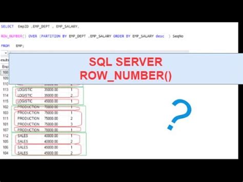 SQL SERVER ROW NUMBER Function RANKING FUNCTION In SQL Server YouTube