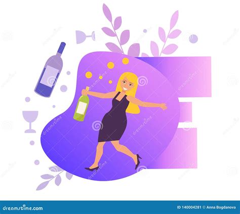 Alcohol Dependence Vector Cartoon Isolated Art On White Background