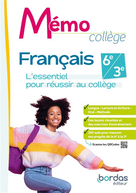 Mémo Collège Français Cahier de l élève Ed 2023 Bordas éditeur